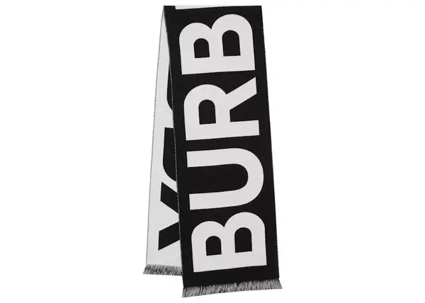 Burberry Logo Wool Jacquard Scarf - Black