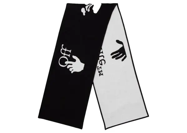 Off-White Off Off Logoprint Knitted Wool Blend Scarfin - Black/white