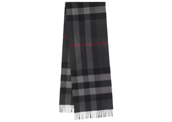 Burberry Check Cashmere Scarf - Charcoal