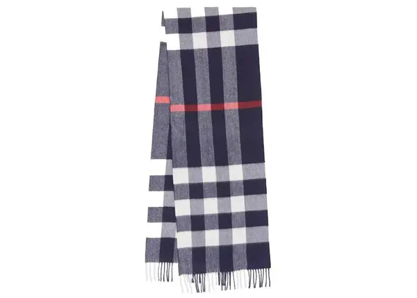 Burberry Check Cashmere Scarf - Navy Blue