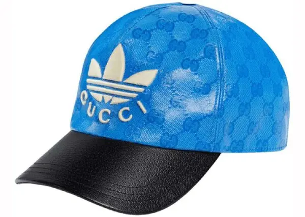 Gucci X Adidas Gg Allover Logo Cap - Blue/black