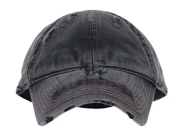 Balenciaga Distressed Denim Cap - Charcoal
