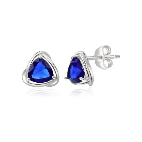 DONATELLO GIAN Name Sterling Silver Sapphire Stud Earrings - Blue