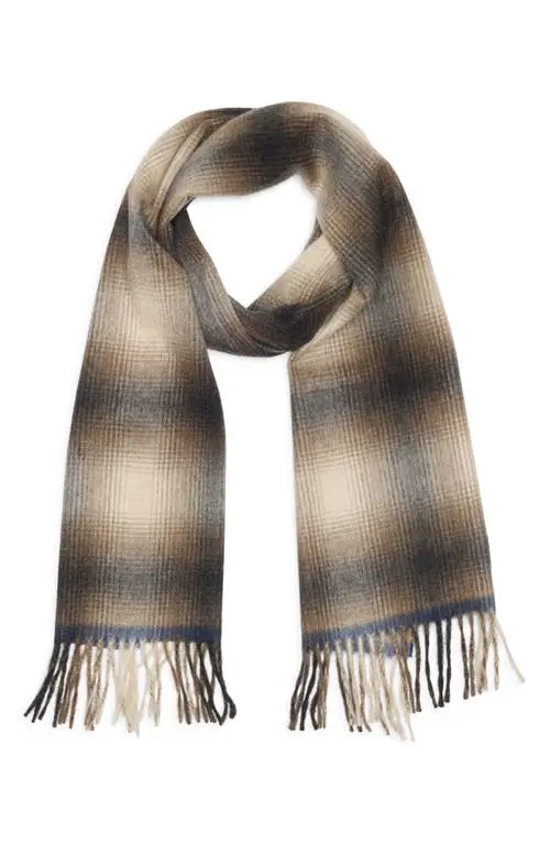 Nordstrom Plaid Cashmere Scarf - Beige- Navy