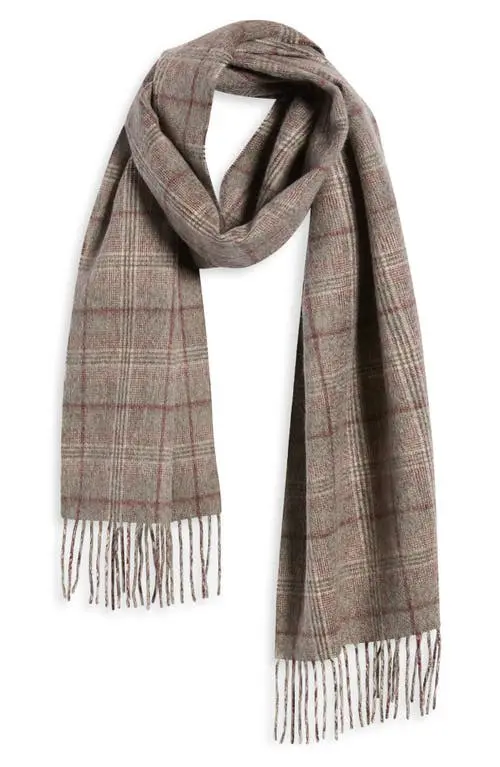 Nordstrom Plaid Cashmere Scarf - Brown- Red Plaid