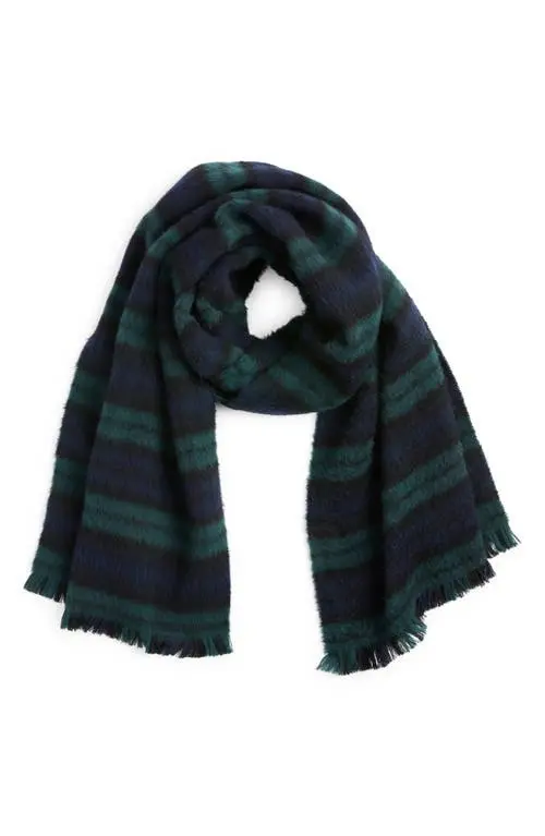 Nordstrom Plaid Cashmere Scarf - Navy- Olive