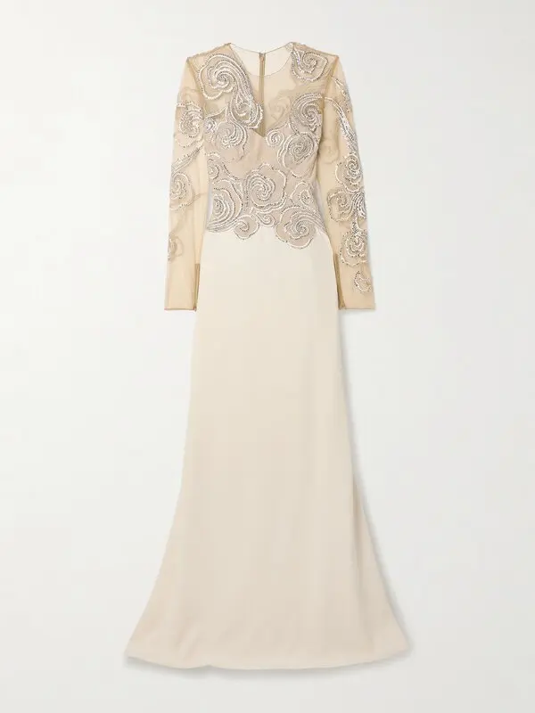 GEORGES HOBEIKA Crystal-embellished Gown - Neutrals