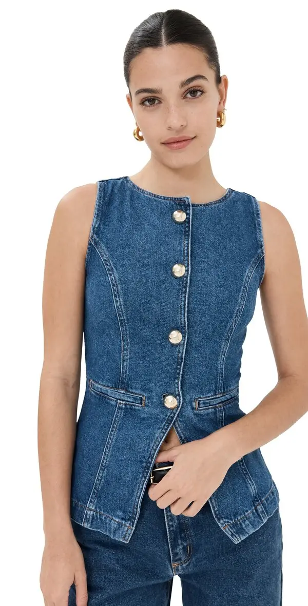 REFORMATION Ophelia Denim Top