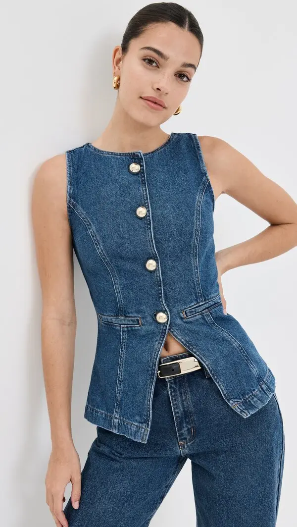 REFORMATION Ophelia Denim Top
