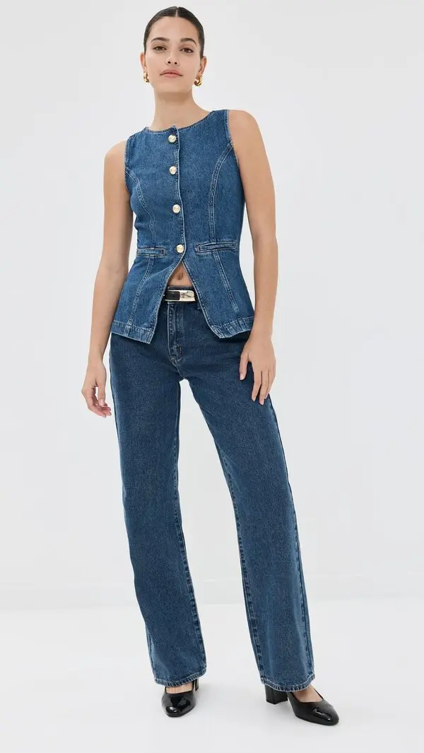 REFORMATION Ophelia Denim Top