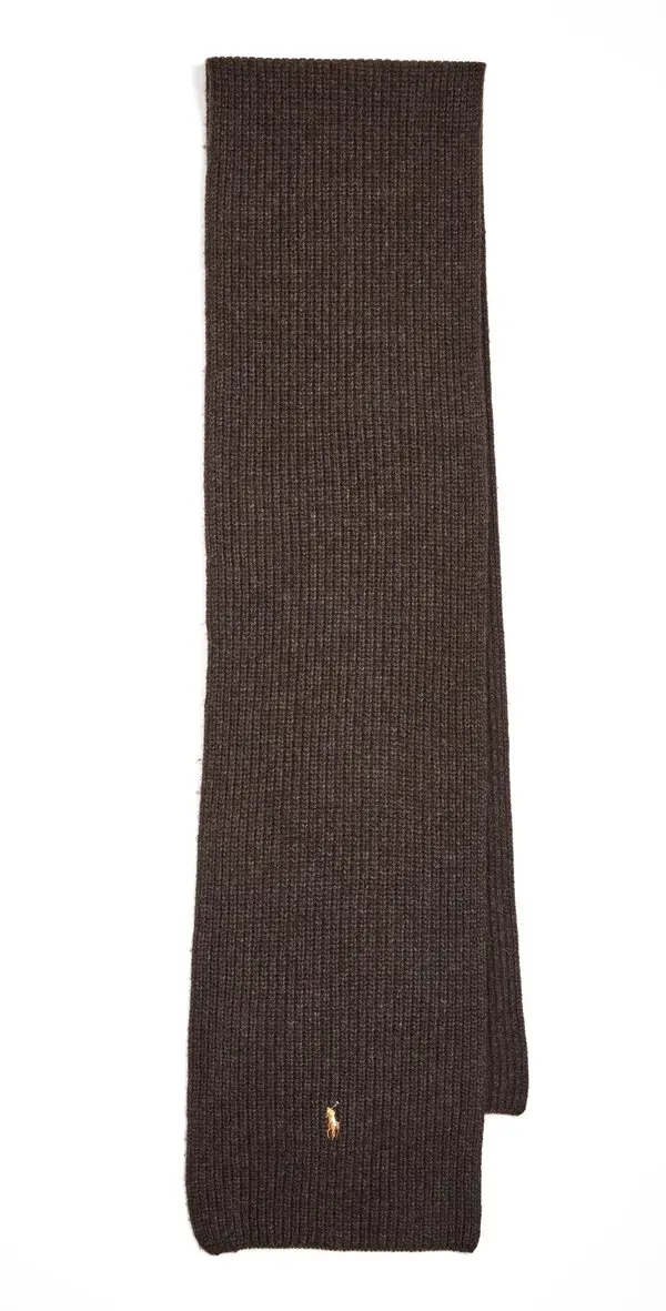 Ralph Lauren Signature Knit Scarf - Dark Brown Heather
