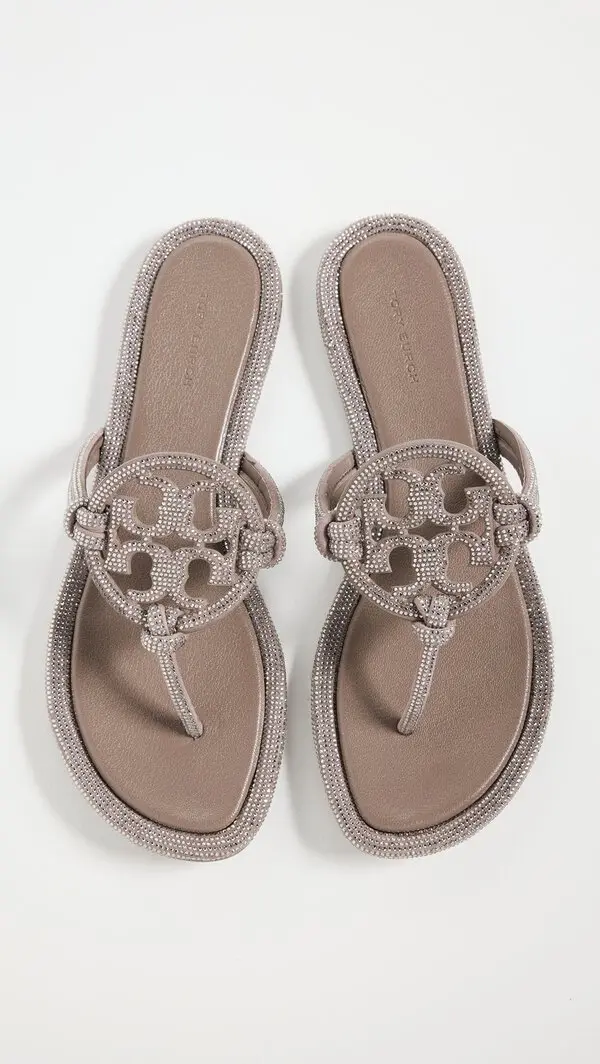 Tory Burch Miller Knotted Pave Sandals - Dark Clay
