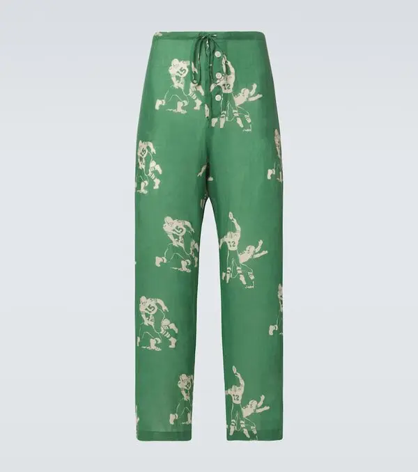 BODE Football Linen Pajama Pants - Green