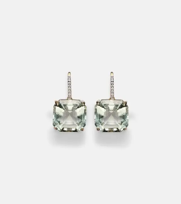 Mateo 14kt Yellow Earrings With Amethyst And Diamonds - Gold