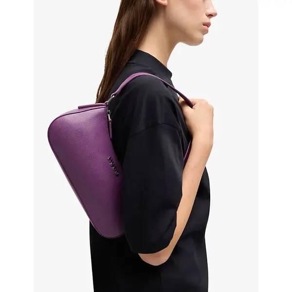 Hugo Logo-plaque Croc-embossed Leather Shoulder Bag