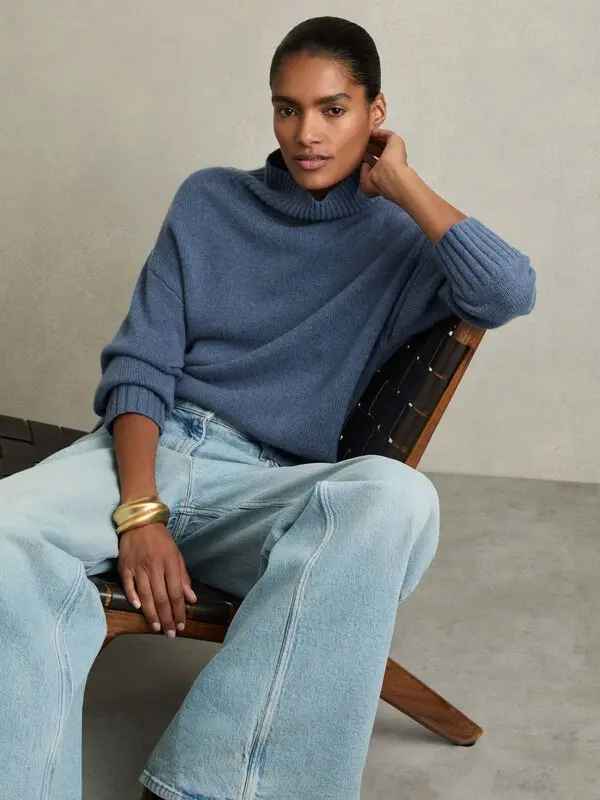 REISS Corrine 100% Cashmere Roll Neck Jumper