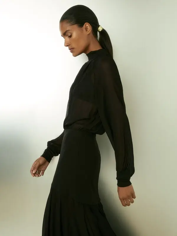 REISS Octavia Sheer Jersey Maxi Dress