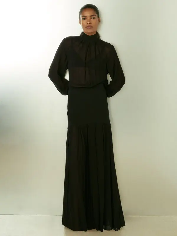 REISS Octavia Sheer Jersey Maxi Dress