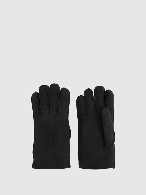 REISS Agon Shearling Gloves - Black