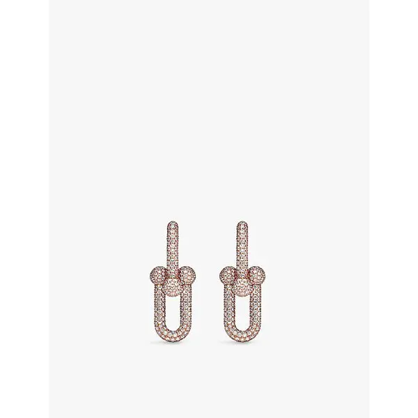 Tiffany & Co. Hardwear Large Link 18ct Rose-gold And 3.24ct Round-brilliant Cut Diamond Earrings - Rose Gold