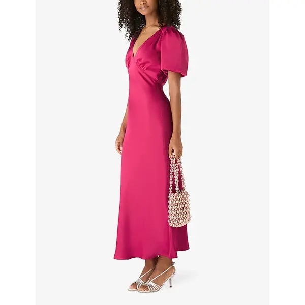 OMNES Satin Maxi Dress - Magenta