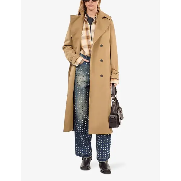 The Kooples Double-breasted Long Trench Coat