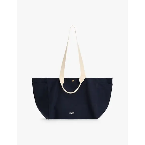 HAY Brand-embroidered Cotton Weekend Bag - Midnight Blue