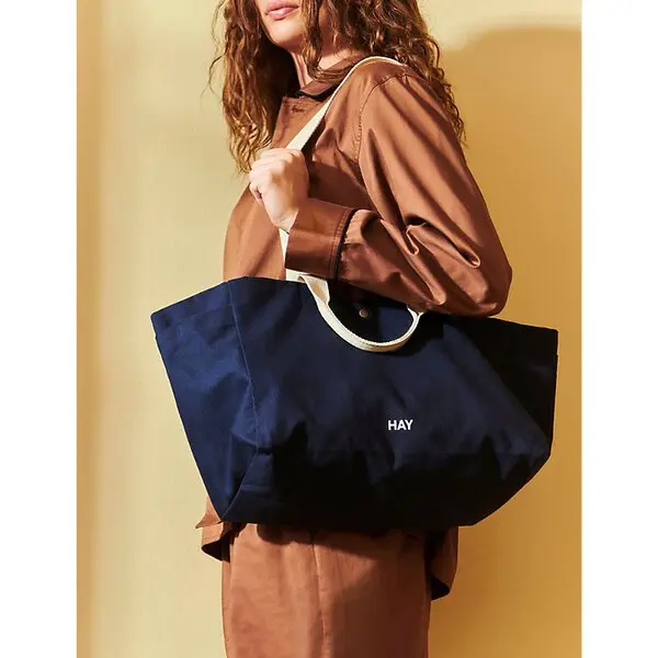 HAY Brand-embroidered Cotton Weekend Bag - Midnight Blue