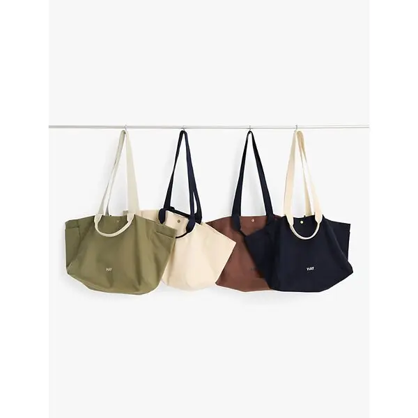 HAY Brand-embroidered Cotton Weekend Bag - Milk Chocolate