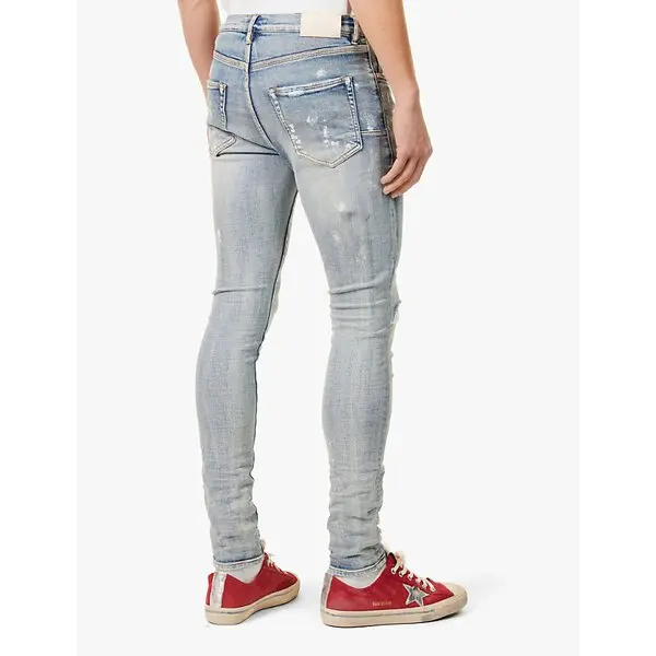 PURPLE BRAND P001 Paint Blowout Slim-fit Stretch-denim Jeans - Light Indigo