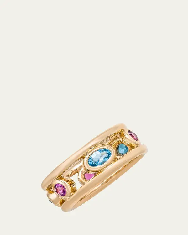 AUDREY C. JEWELS 14k Yellow Ring With Pink Tourmaline And Blue Topaz - Gold