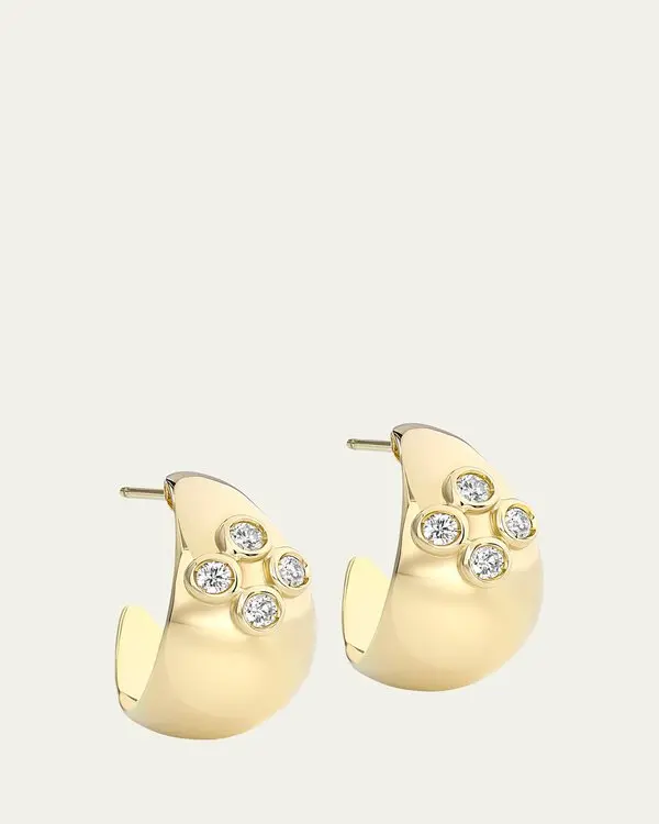 L. KLEIN 18k Hoop Diamond Earrings - Gold