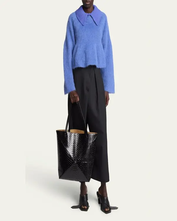Loewe Puzzle Fold Large Patent Python-embossed Tote Bag