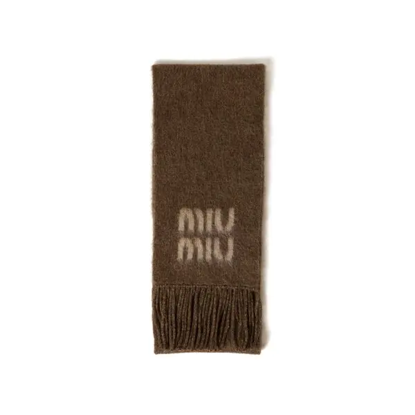 Miu Miu Wool And Mohair Scarf - Tobacco