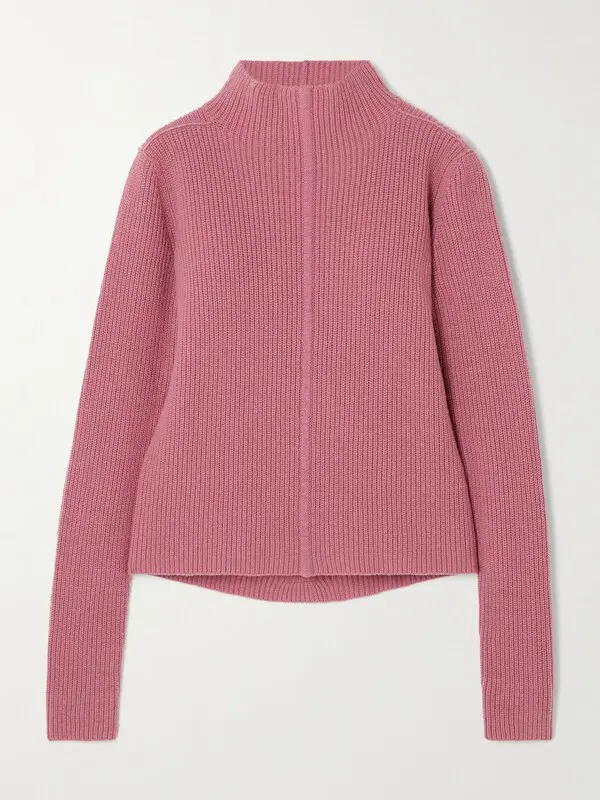 Rick Owens Maglia Ribbed Cashmere And Wool-blend Turtleneck Sweater - Pink