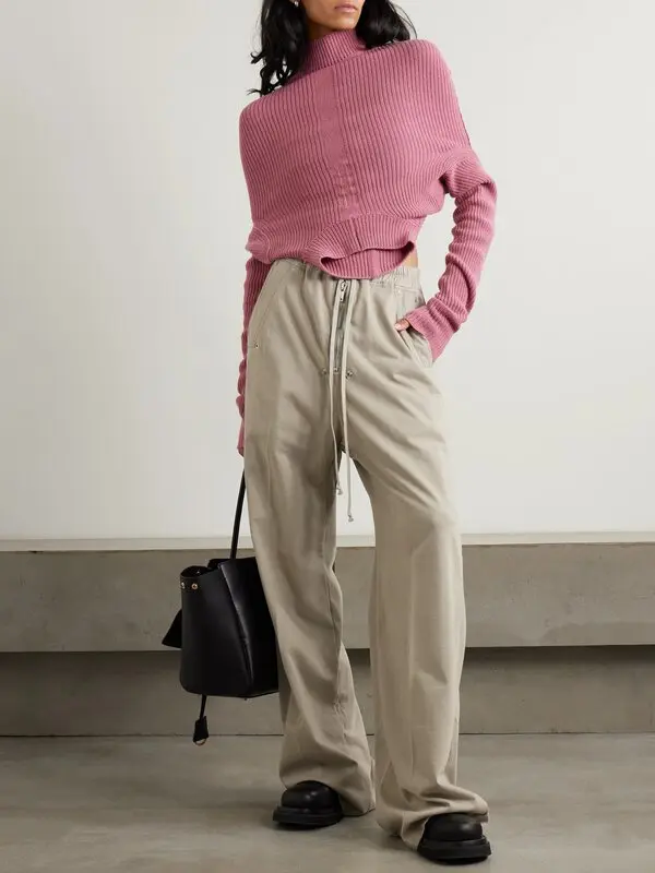 Rick Owens Maglia Ribbed Cashmere And Wool-blend Turtleneck Sweater - Pink