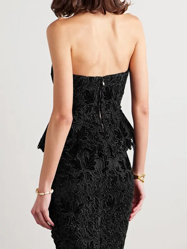 Cara Cara Martin Velvet-guipure Lace Strapless Top