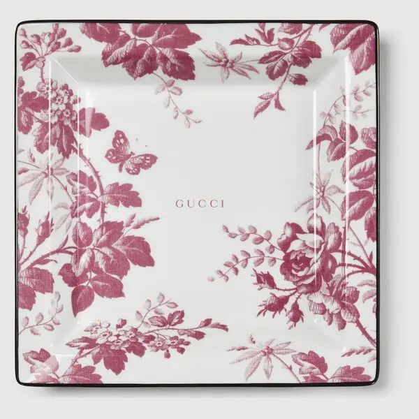 Gucci Herbarium Print Large Trinket Tray - Red