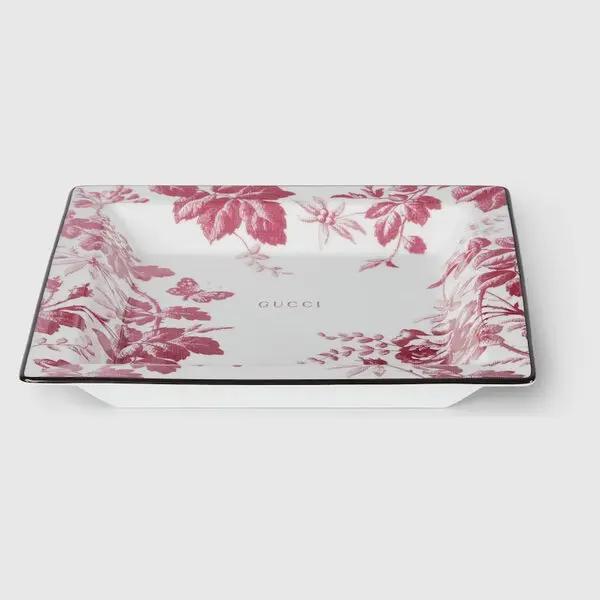 Gucci Herbarium Print Large Trinket Tray - Red