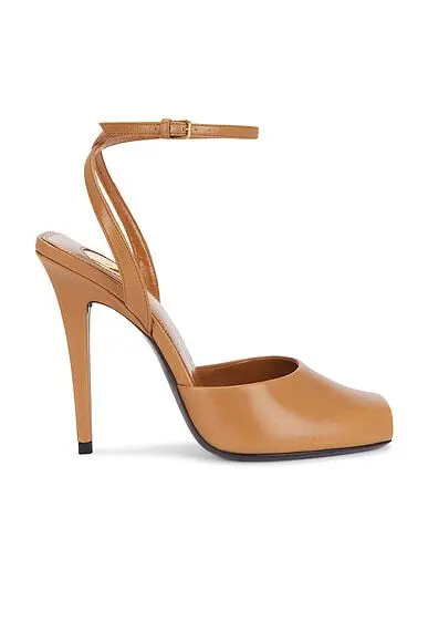 Saint Laurent Orhand Peep Toe Pump - Dark Macadamia