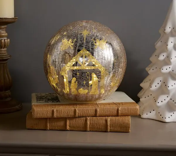 KIM GRAVEL HOME 8' Lit Crackle Glass Sphere W/ Hidden Scene Kim Gravel - One-color