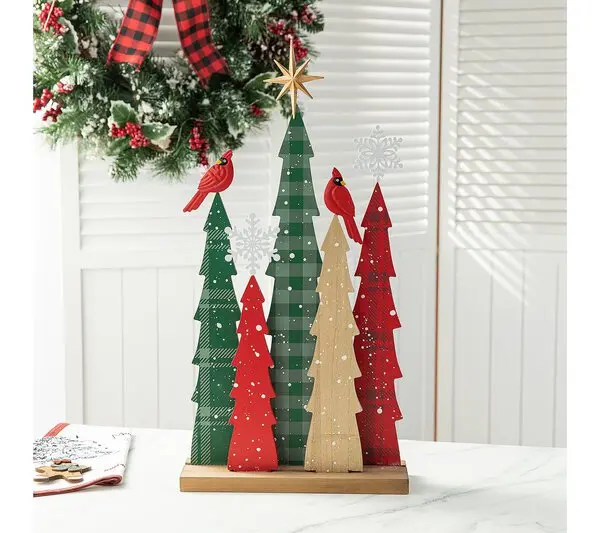 GLITZHOME 23.5'h Wooden Christmas Tree Table De Cor - One-color