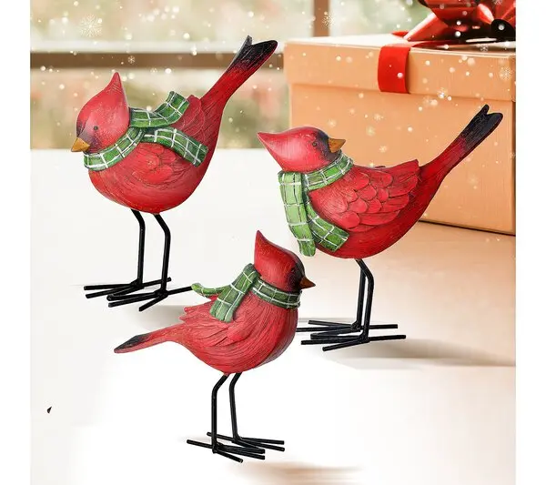 VALERIE PARR HILL 5 Cardinal With Scarf Set Of 3 Valerie - One-color