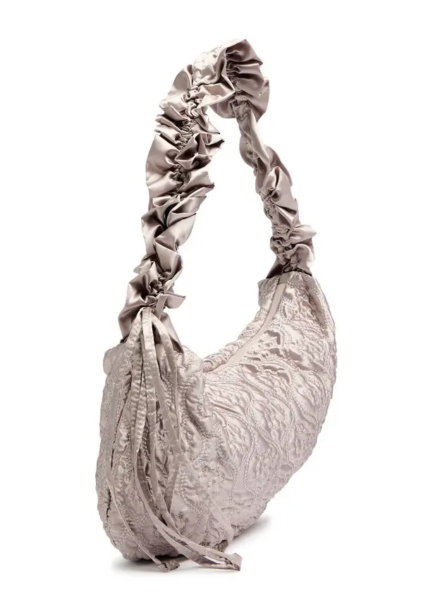 DAMSON MADDER Ruched Satin Shoulder Bag