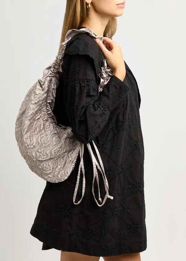 DAMSON MADDER Ruched Satin Shoulder Bag