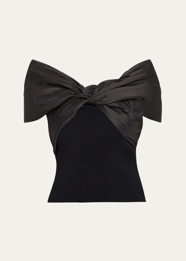 Simkhai Celiana Combo Off-the-shoulder Top - Black
