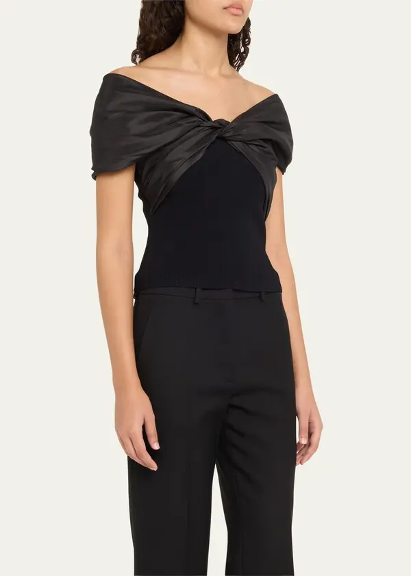 Simkhai Celiana Combo Off-the-shoulder Top - Black
