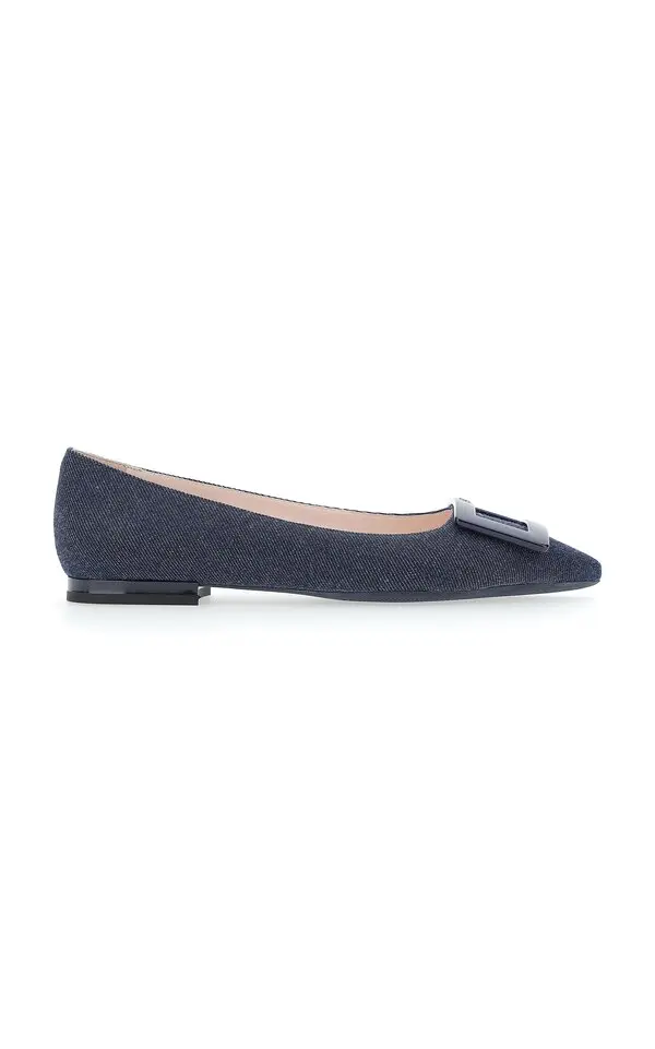 ROGER VIVIER Gommettine Denim Flats - Blue