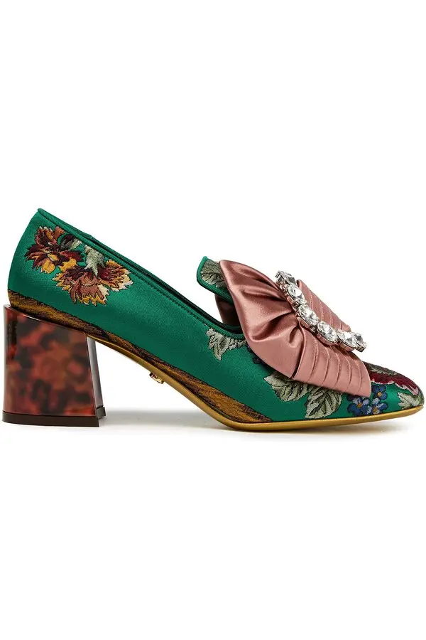 Dolce & Gabbana Embellished Floral-jacquard Loafers