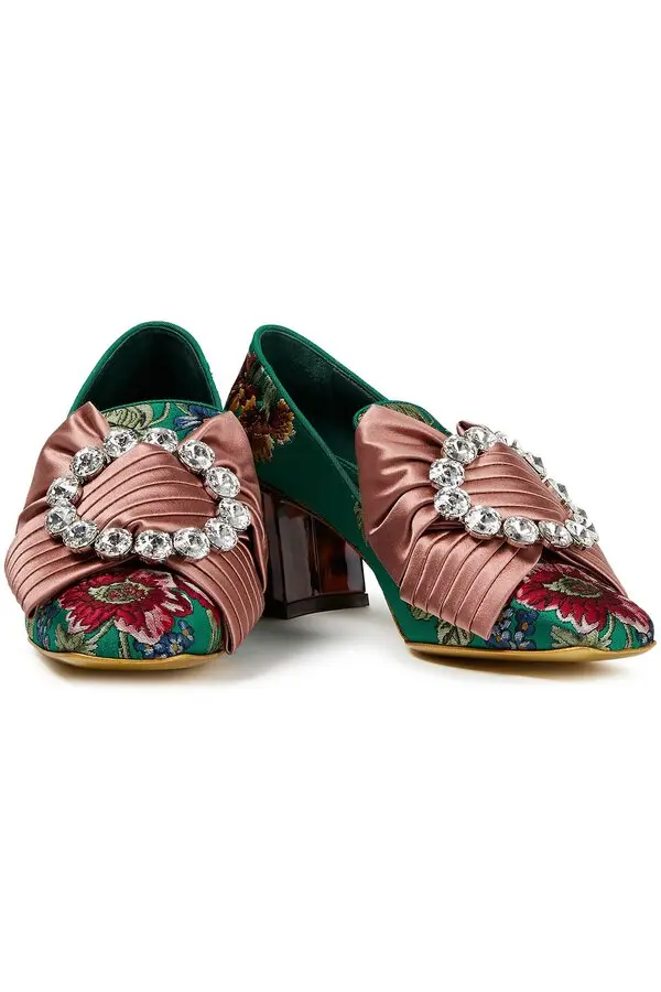 Dolce & Gabbana Embellished Floral-jacquard Loafers